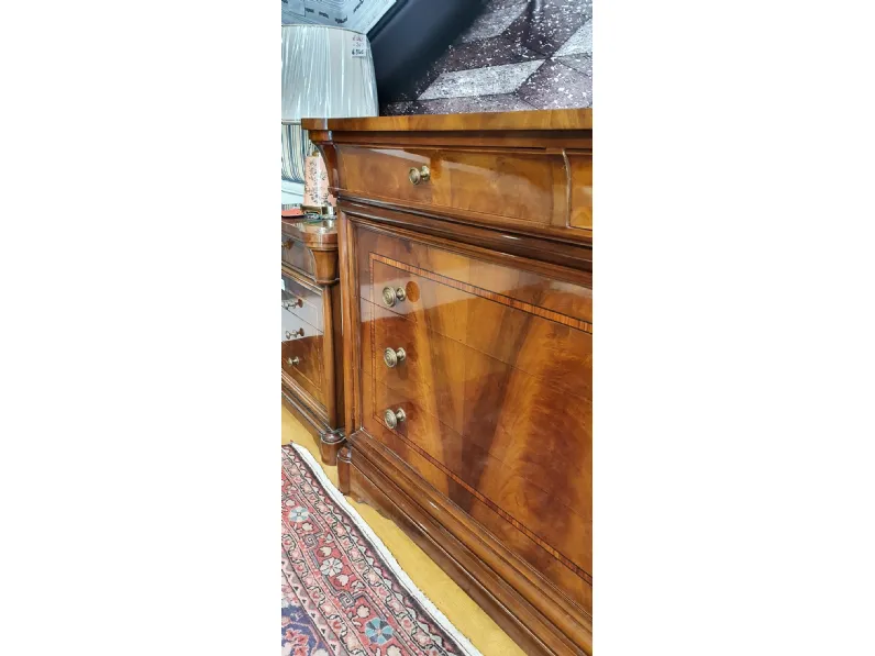 Cassettiera Stile '800 in piuma di noce Artigianale in Legno con forte ...