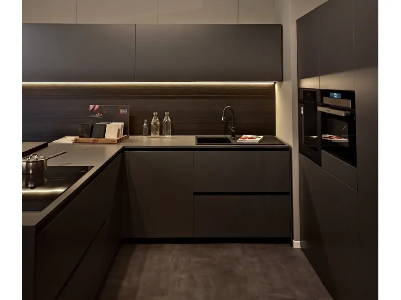 Cucina 2.1 gola peltro design grigio con penisola Copat cucine scontata 30%