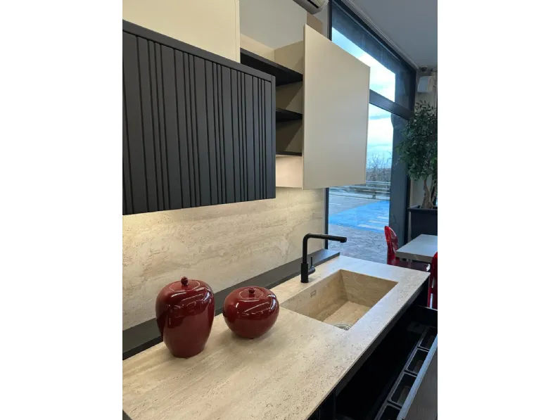 Cucina lineare design rovere moro Binova Bluna a soli 17200€