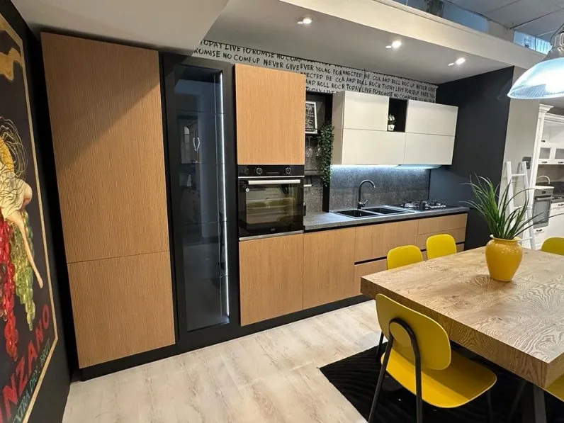 Cucina rovere chiaro moderna lineare Pop Mobilturi in Offerta Outlet
