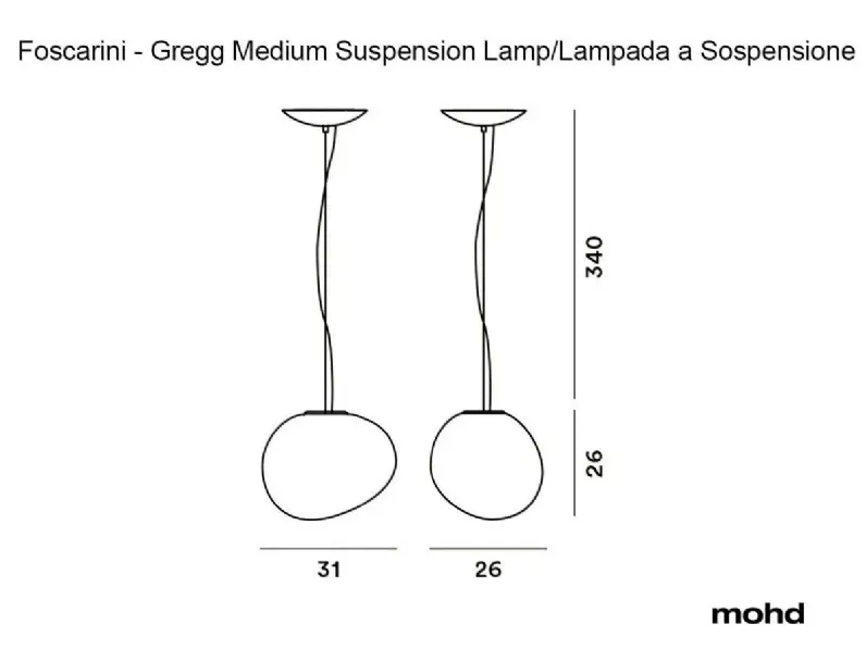 Lampada a sospensione Gregg media bianca Foscarini a prezzo Outlet