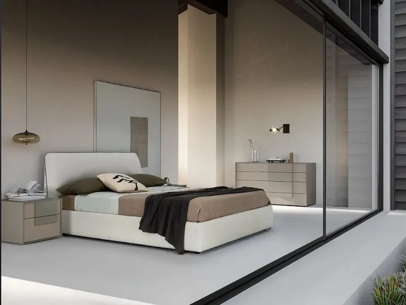 Letto matrimoniale con gambe Chloe con gruppo notte cube Adok a prezzo ...