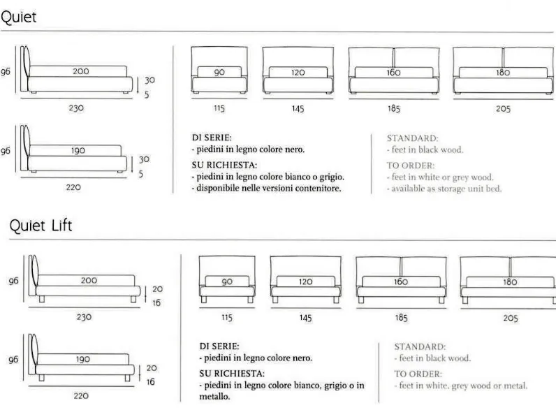 Letto matrimoniale Samoa modello Quiet