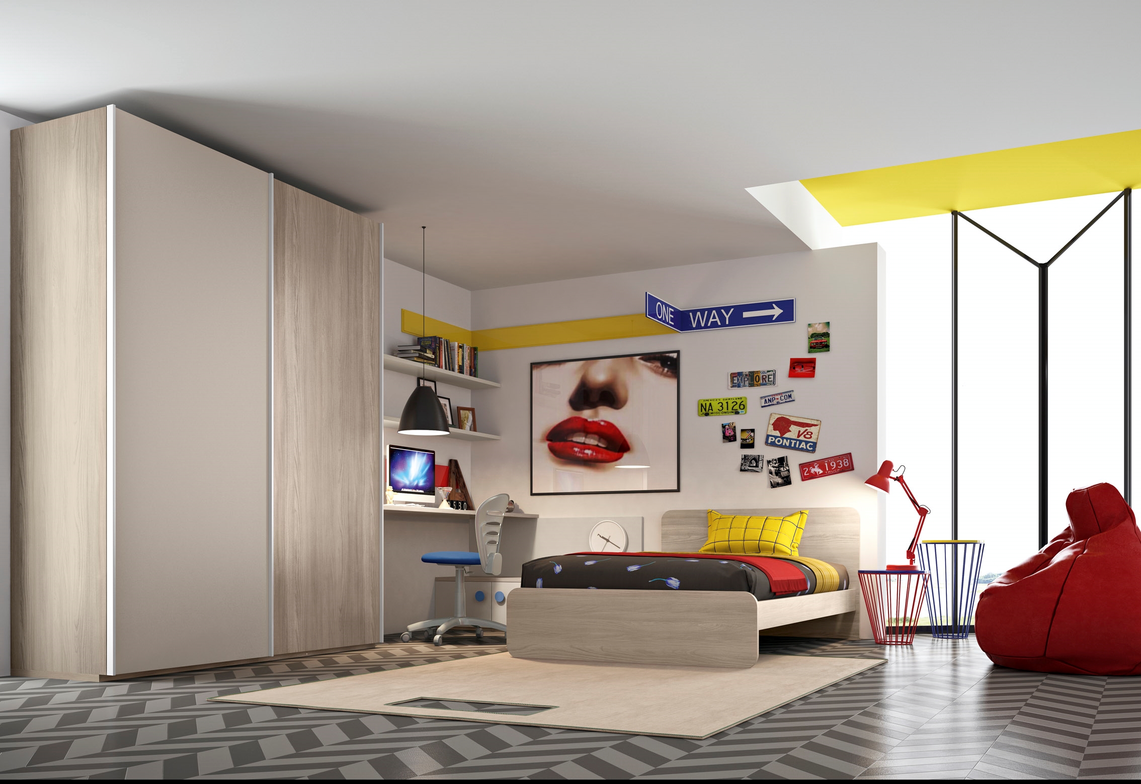 Cameretta moderna con armadio scorrevole e letto da una piazza e mezza ... Cameretta moderna con armadio scorrevole e letto da una piazza e mezza ...