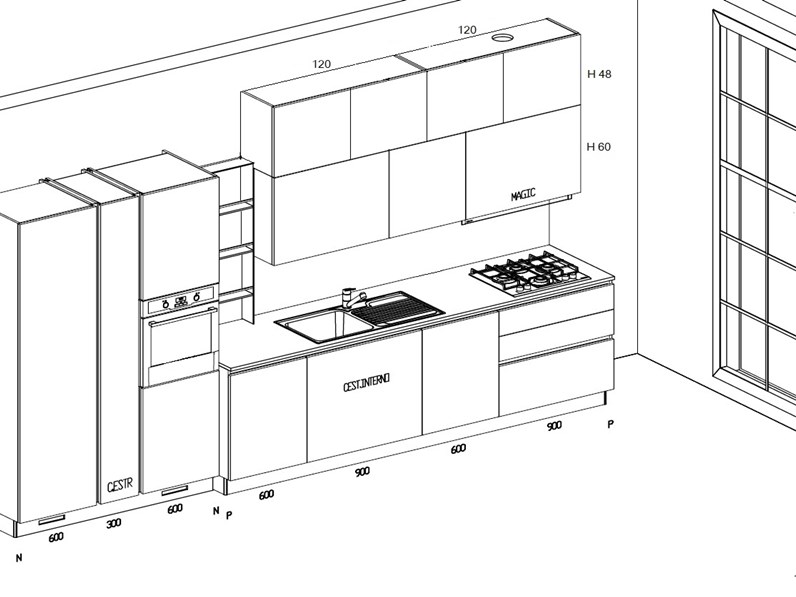 Cucina bianca moderna lineare Infinity Stosa cucine in Offerta Outlet