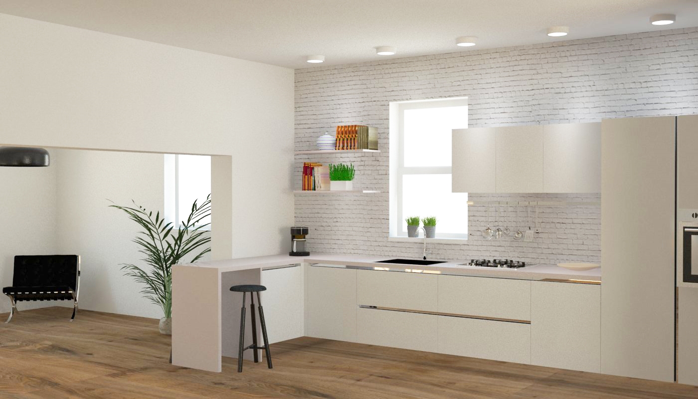 Cucina moderna ad angolo, con gola. elettrodomestici inclusi, nuova a ...