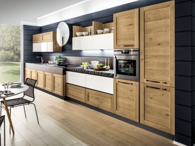 Cucina rovere chiaro moderna lineare Componibile Arrex in offerta