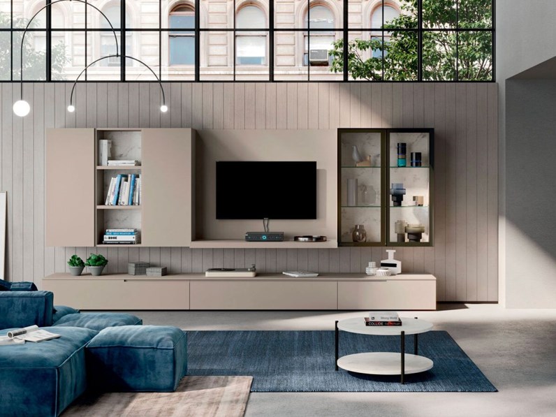 Soggiorno completo Orme light day composizione 15 di Orme in laminato opaco a prezzo Outlet