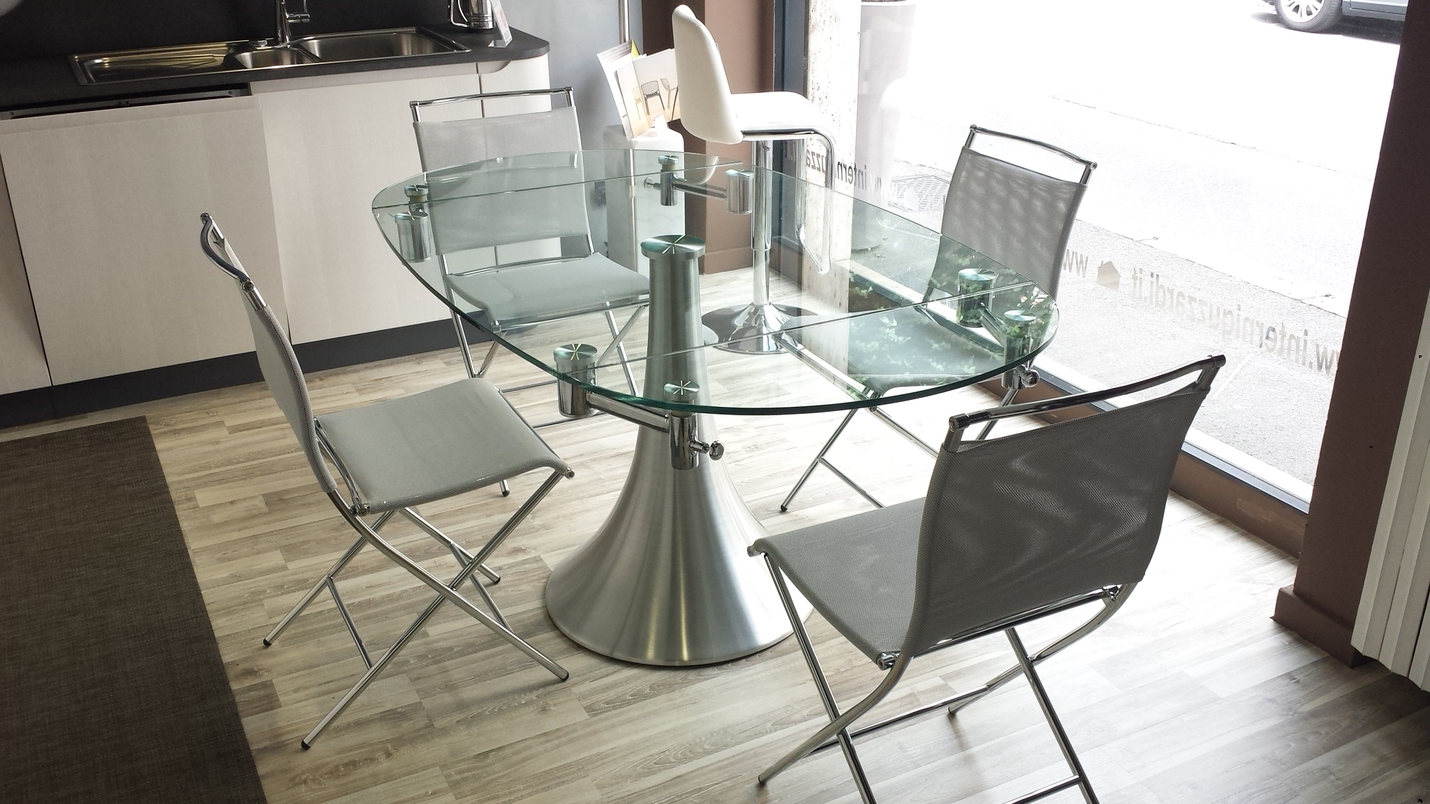 Pozzoli Tavolo Flute Rotondo Allungabile Vetro - Tavoli a prezzi scontati